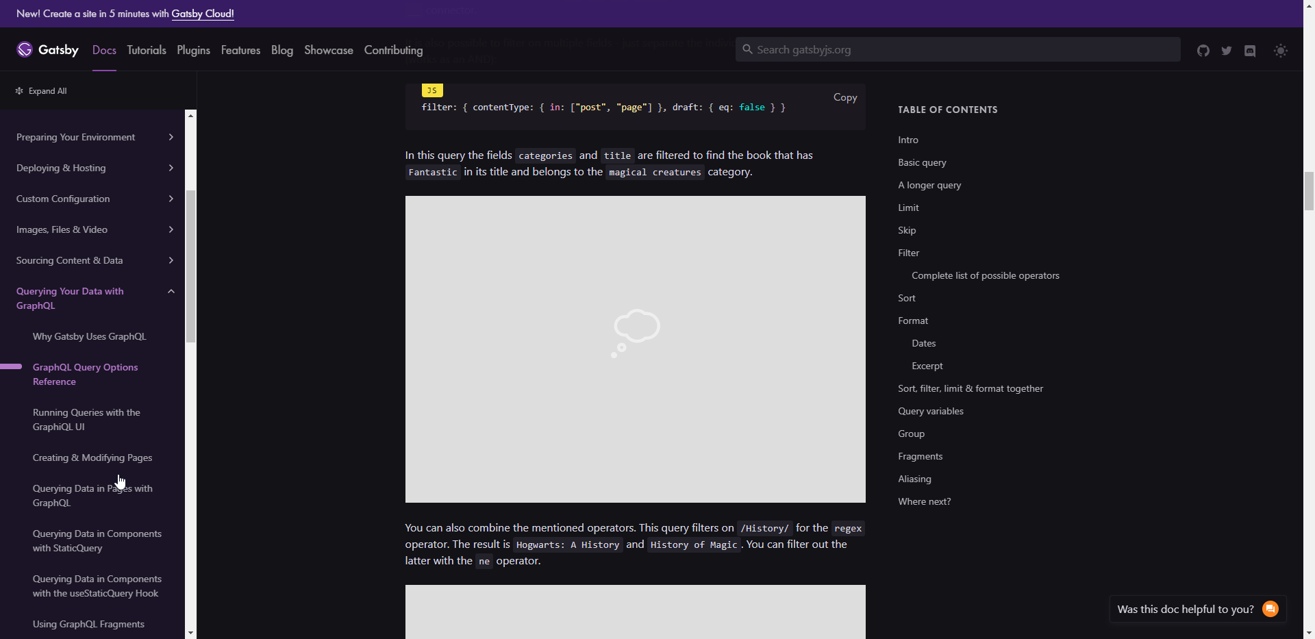 Gatsby Website Not Working At Docsgraphql Reference · Issue 20045