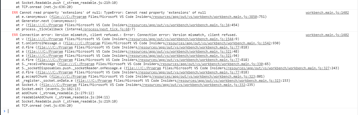 Failed To Connect To The Remote Extension Host Server Error Connection Error Version Mismatch