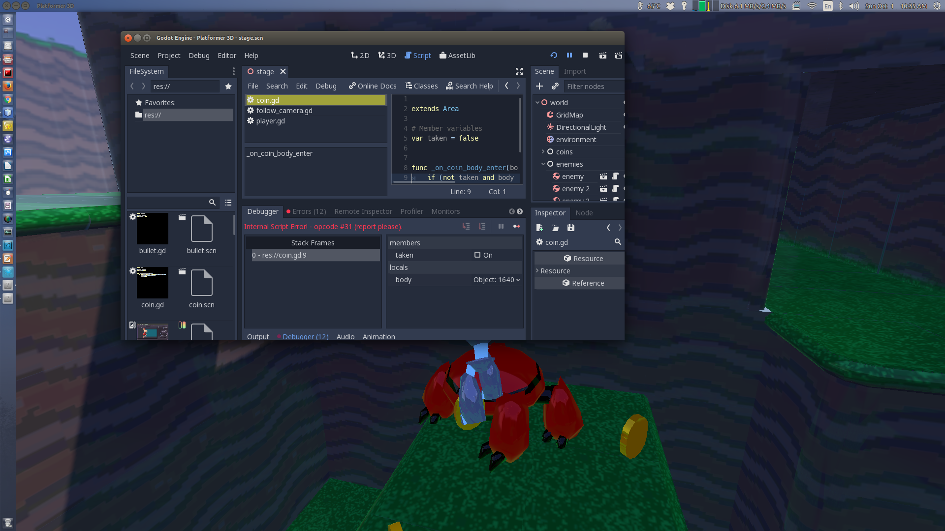3-D Platformer Demo: Internal Script Error - opcode #31 (report please) · Issue #11750 ...