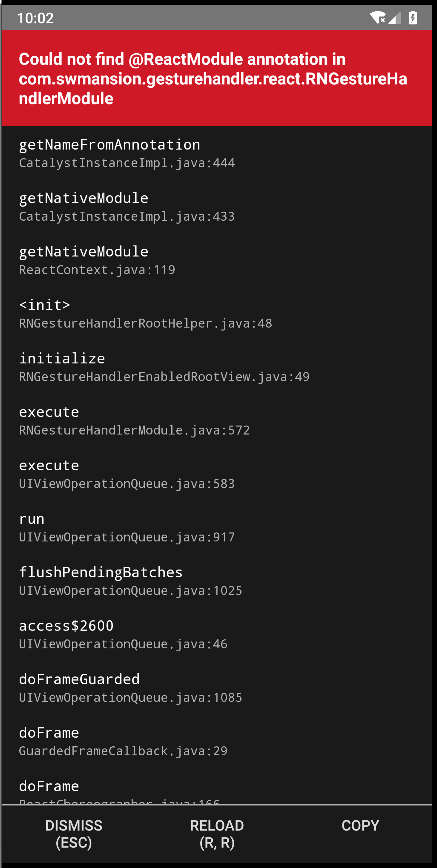 Could Not Found Reactmodule Annotation In Comswmansiongesturehandlerreact