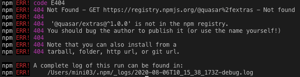 npm i @quasar/extras is not in the npm registry. · Issue #7576 ...