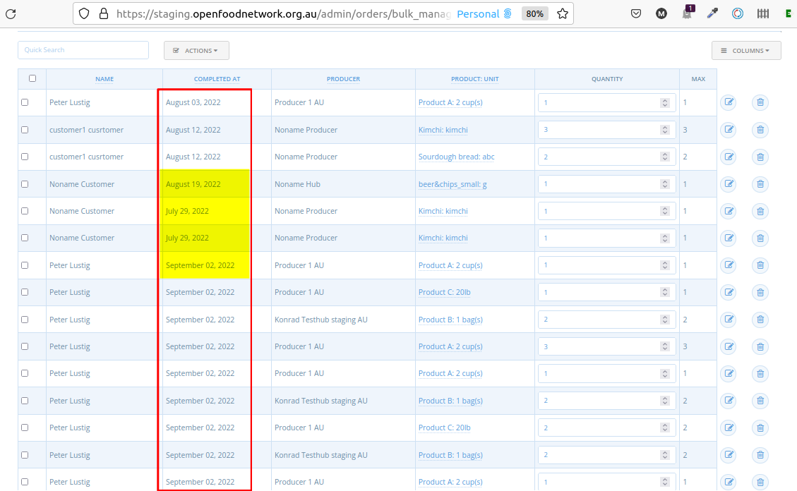 [Bulk Order Management] Incorrect sorting by date: months sorted alphabetically instead of ...