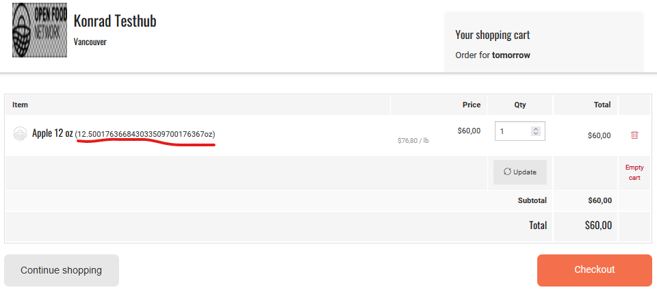 Weird decimals when using 12.5 as weight in imperial metric system ...