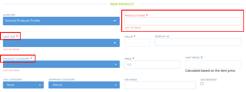 Product creation: Further improvements of errors and mandatory information · Issue #9834 ...