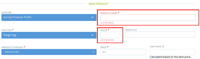 Product creation: Further improvements of errors and mandatory information · Issue #9834 ...