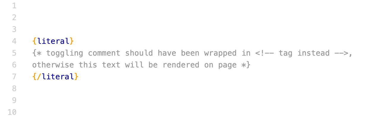 Invalid comment toggling inside literal tag · Issue #329 ...