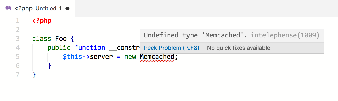 Undefined type Memcached · Issue #1291 · bmewburn/vscode-intelephense · GitHub