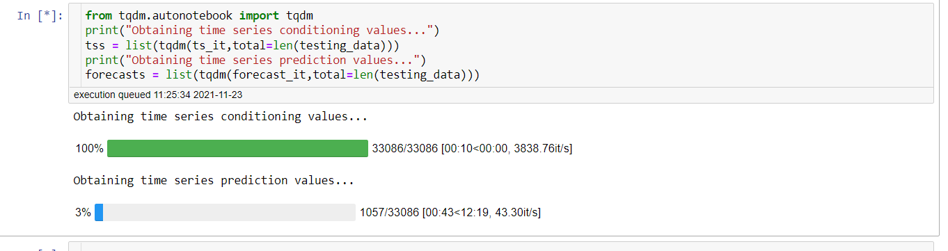 GluonTS make_evaluation_prediction function runs endlessly on DeepAR model trained. · awslabs ...