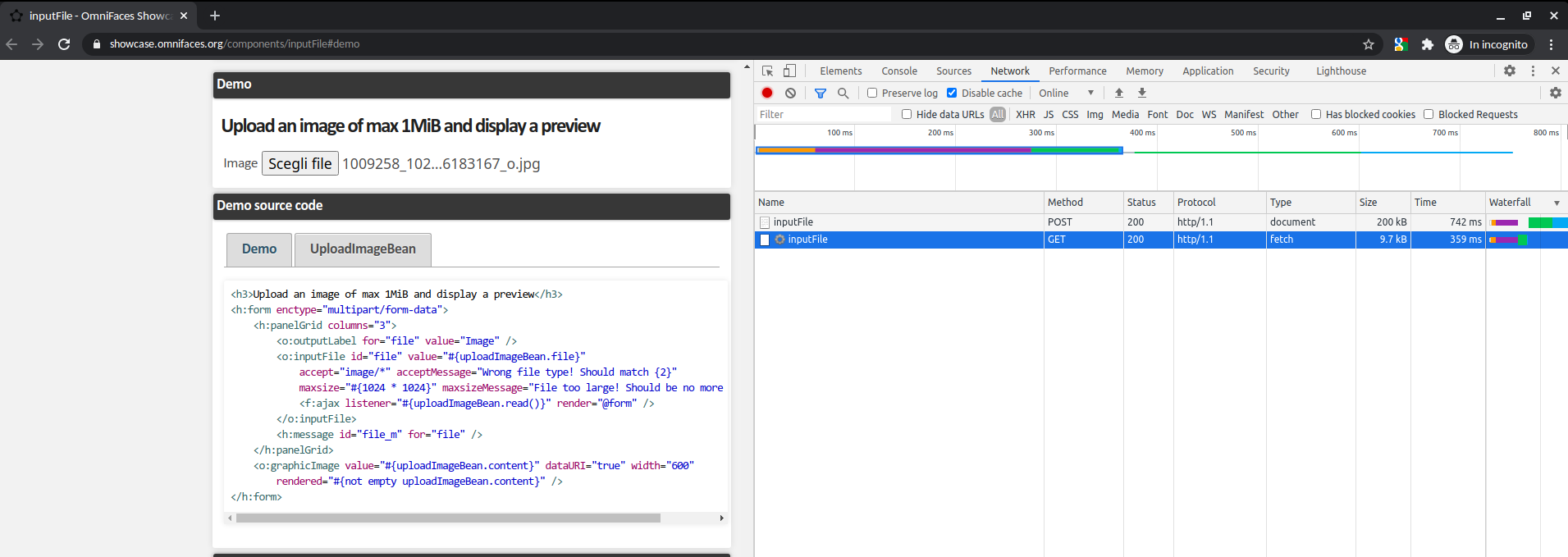 o:inputFile + f:ajax showcase not working · Issue #611 · omnifaces/omnifaces · GitHub