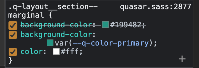 Add a CSS variable for default background color of heade/footer (q-layout__section--marginal ...