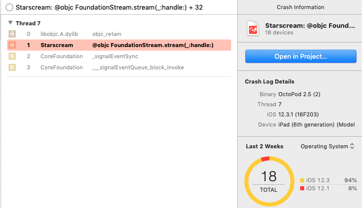 [Swift 5] Frequent crashes using version 3.1.0 · Issue #674 · daltoniam/Starscream · GitHub