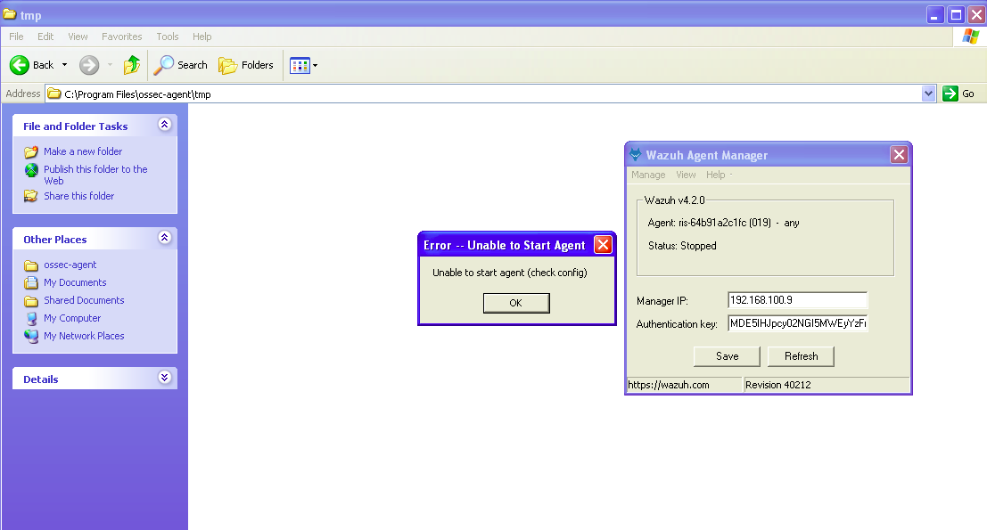 Agent does not start in Windows XP after upgrading from v4.1.5 to v4.2. ...