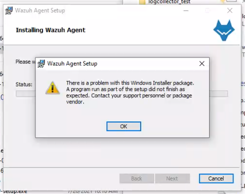 Windows agent installation could not be completed · Issue #11566 · wazuh/wazuh · GitHub
