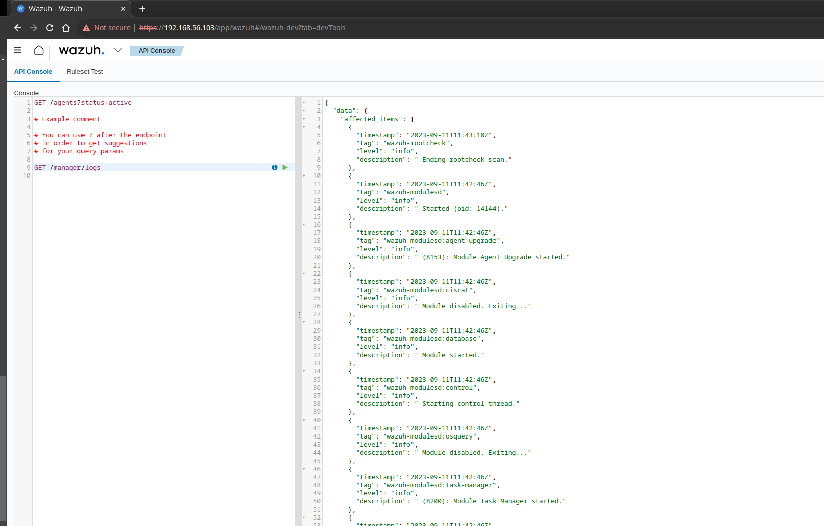 Wazuh API is not capable of fetching Wazuh Manager logs · Issue #18939 · wazuh/wazuh · GitHub