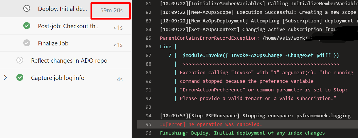 AzOps invoke failure results in ADO task timing out · Issue #322 ...