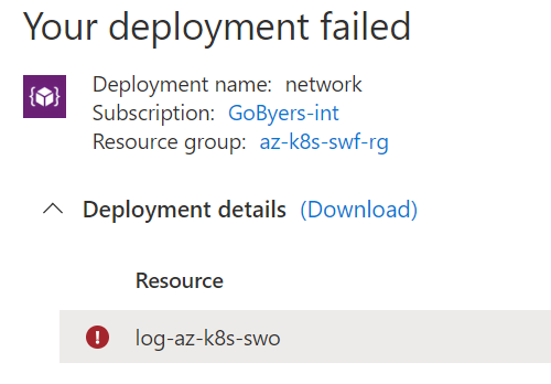 Cluster deployment error Log Analytics Workspace · Issue #309 · Azure ...