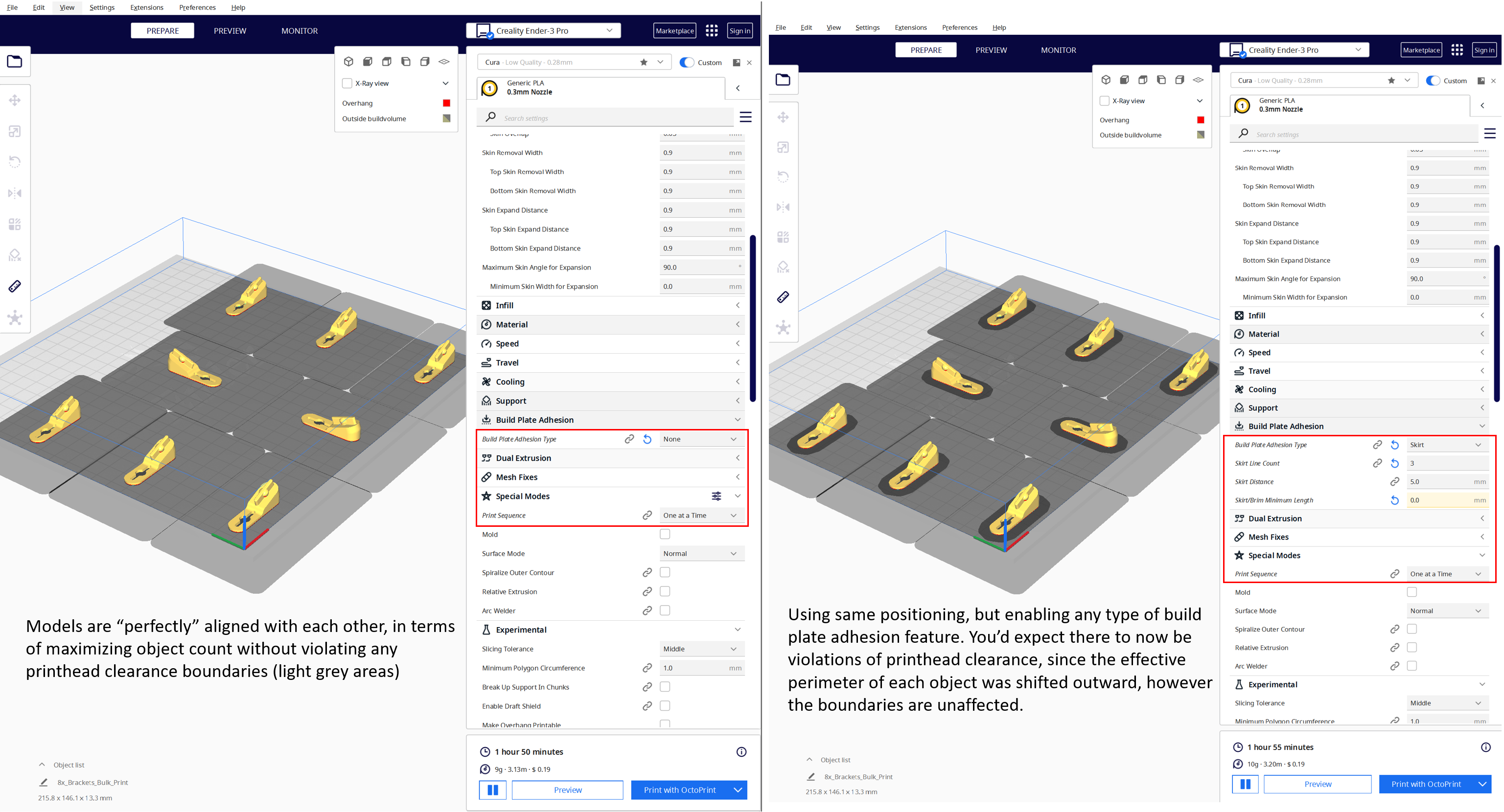 Printhead clearance polygon ("One at a Time" print sequencing) does not consider build plate ...