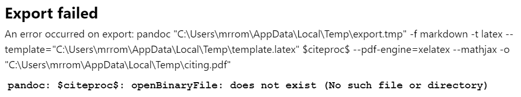 pandoc: $: openBinaryFile: does not exist (No such file or directory ...