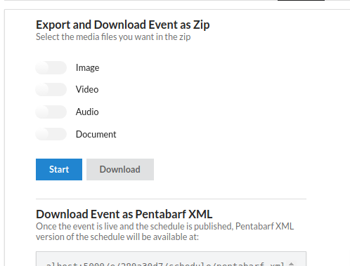 Implement Event Export API at 'events/ ' · Issue #657 · fossasia/open-event-frontend · GitHub