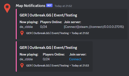 Connect/IP server message link option · Issue #11 · Bara/Discord-MapNotification · GitHub