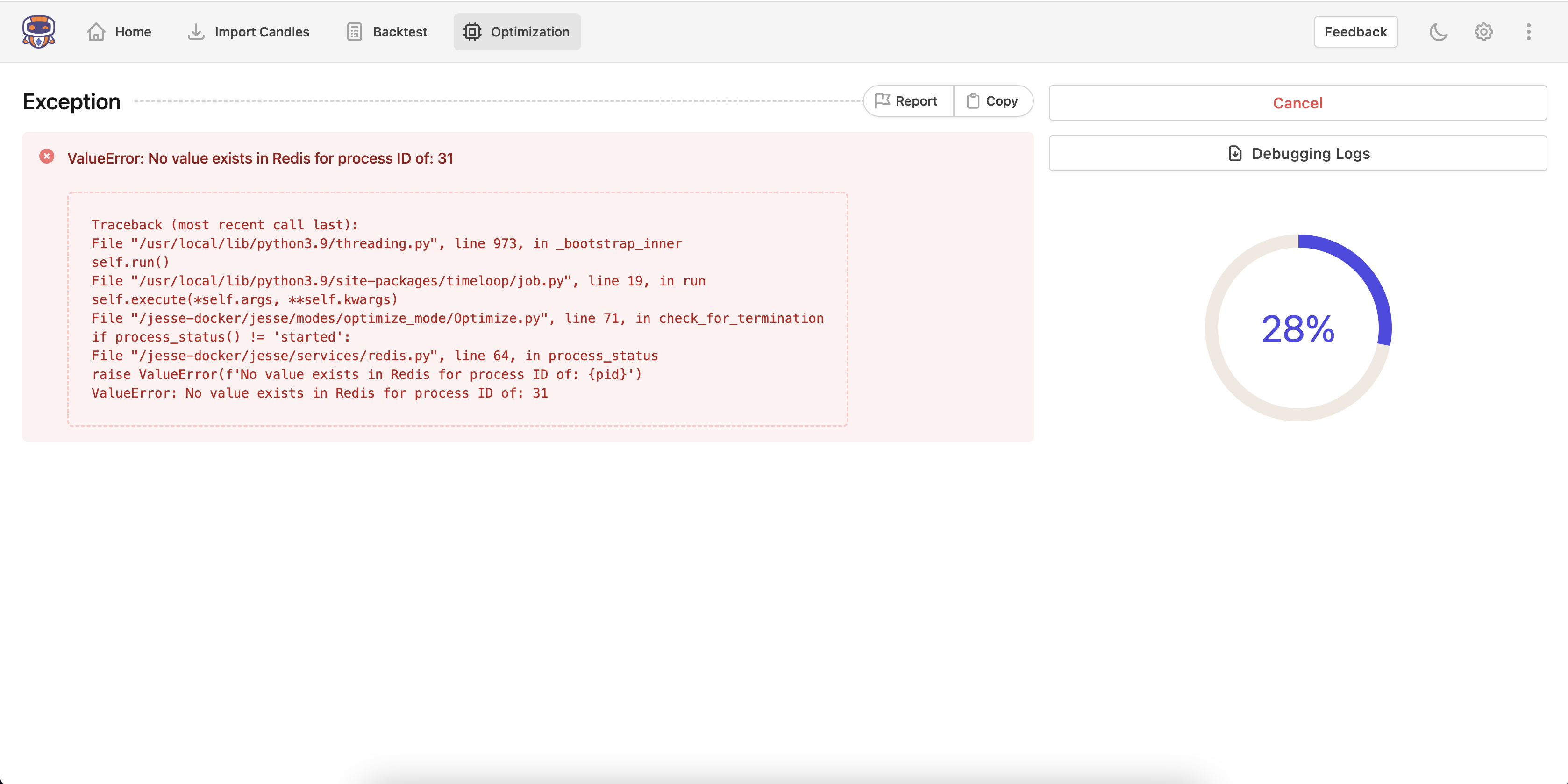 ValueError: No value exists in Redis for process ID of: xxx · Issue #336 · jesse-ai/jesse · GitHub