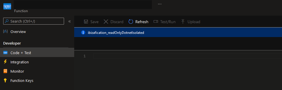 Missing text resource 'ibizafication_ReadOnlyDotnetIsolated' in Azure ...