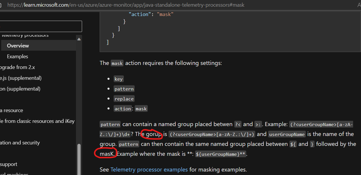 Telemetry processor documentation is missing documentation about mask action in attribute ...