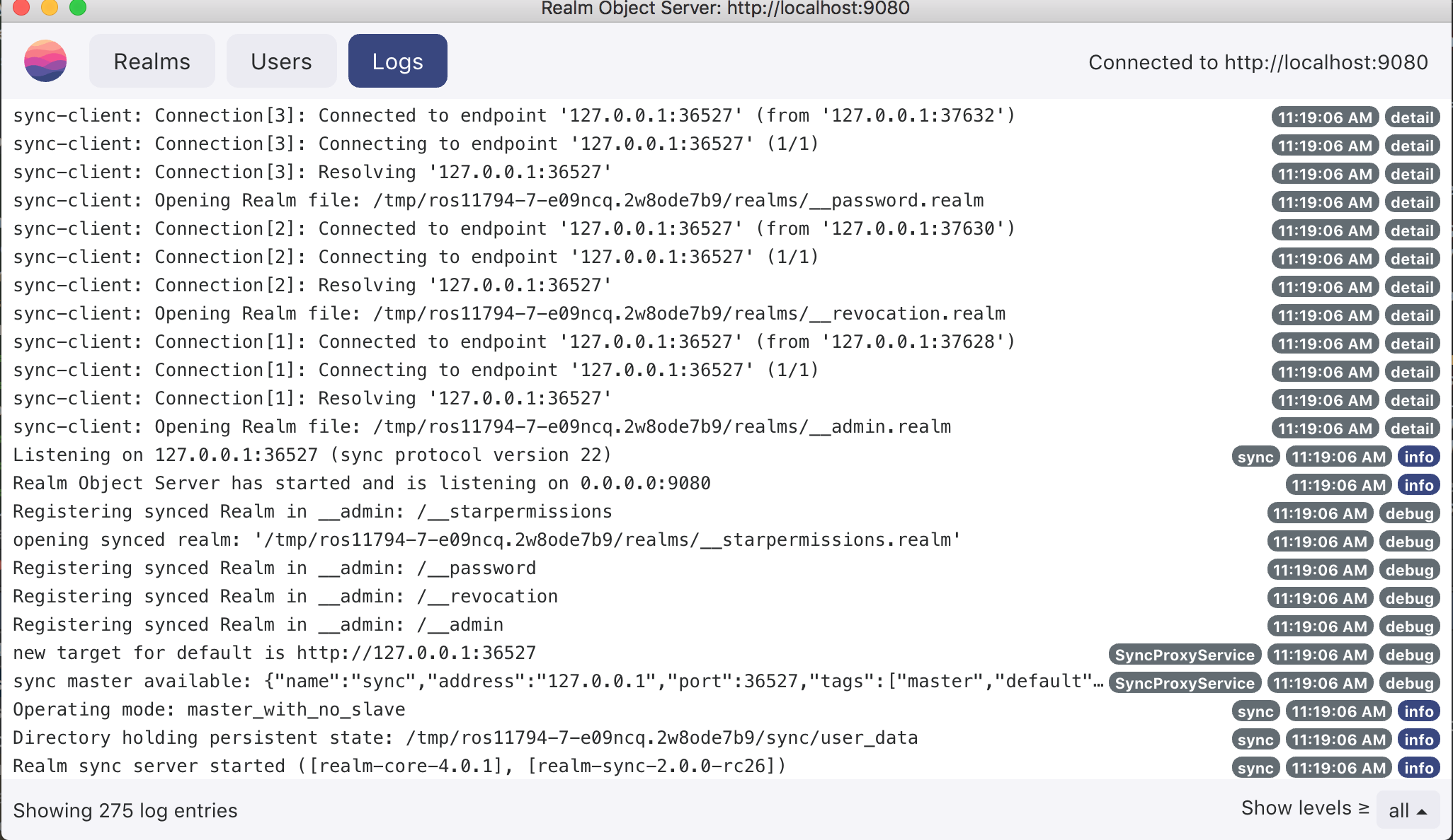 [UI] Display most recent log at the bottom · Issue #206 · realm/realm-studio · GitHub
