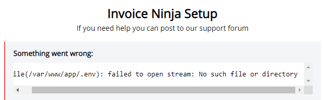 Something went wrong: file(/var/www/app/.env): failed to open stream ...