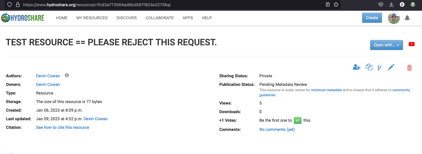 Sharing Status can be modified during pending metadata review · Issue #4946 · hydroshare ...