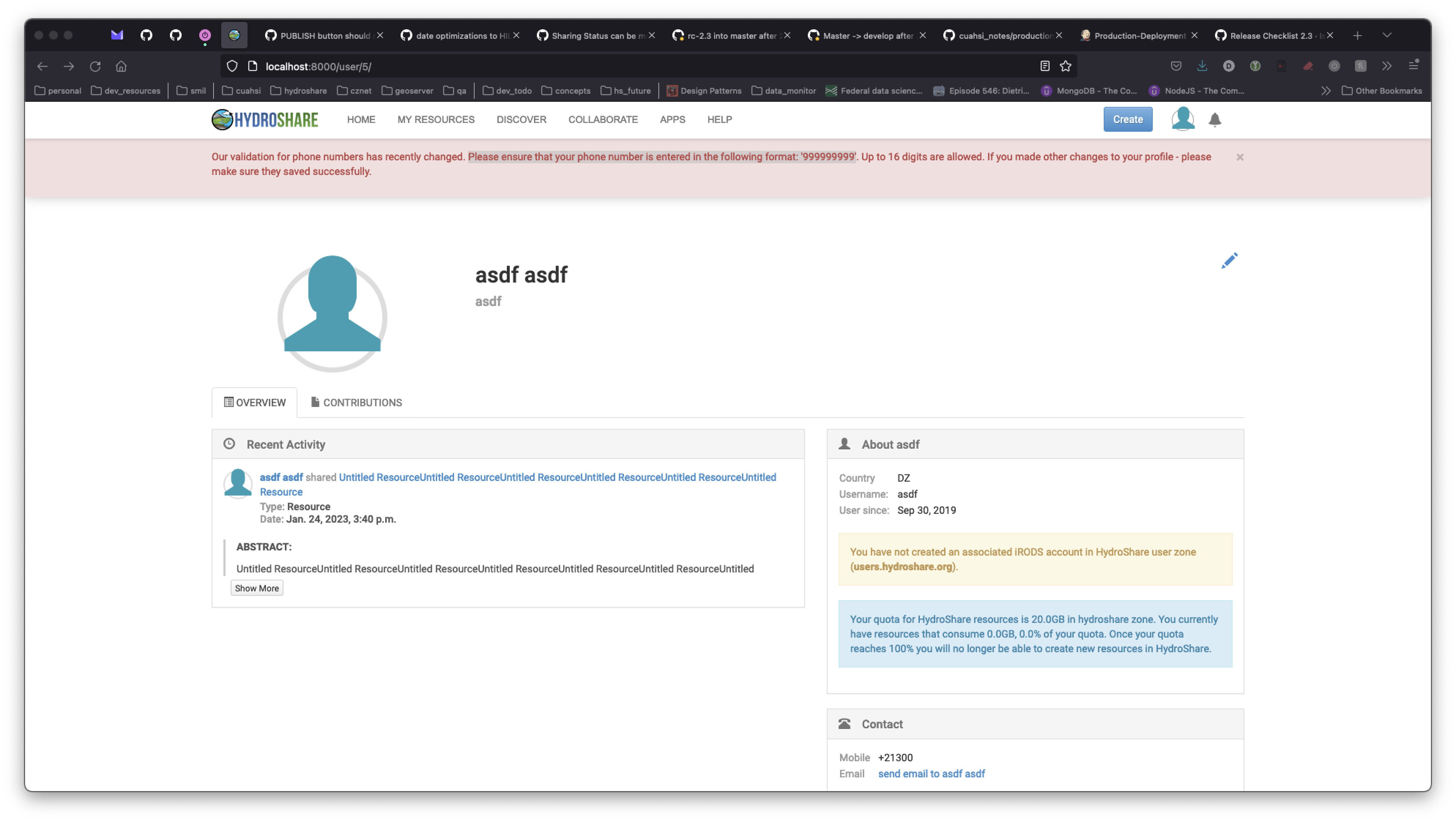 phone numbers failing validation show ambiguous error messaging · Issue #4929 · hydroshare ...