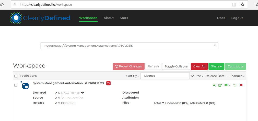 Declared license not showing in Workspace · Issue #740 · clearlydefined/website · GitHub