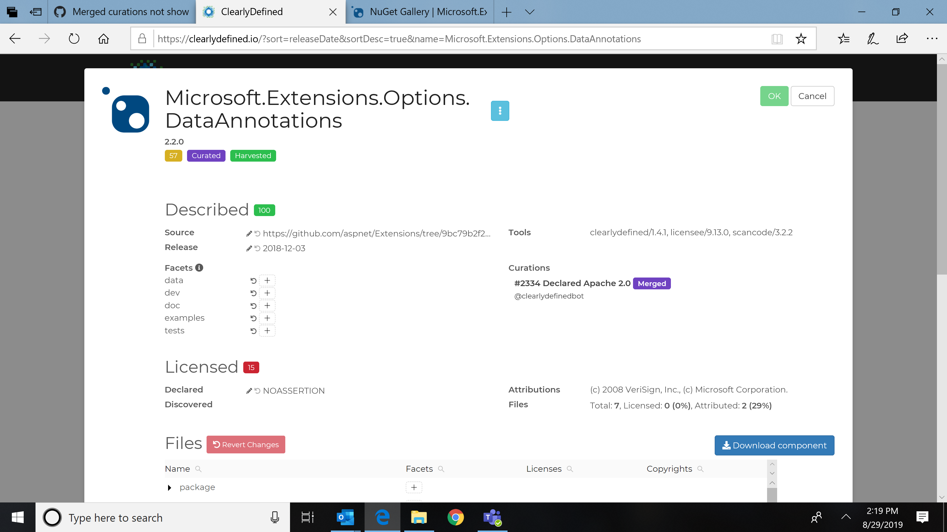 Merged curations not showing up in ClearlyDefined · Issue #604 · clearlydefined/service · GitHub