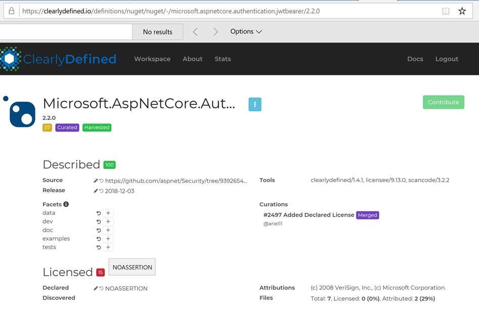 Merged curations showing as NOASSERTION · Issue #625 · clearlydefined/service · GitHub