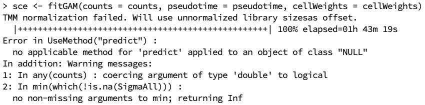 Error running fitGAM · Issue #73 · statOmics/tradeSeq · GitHub