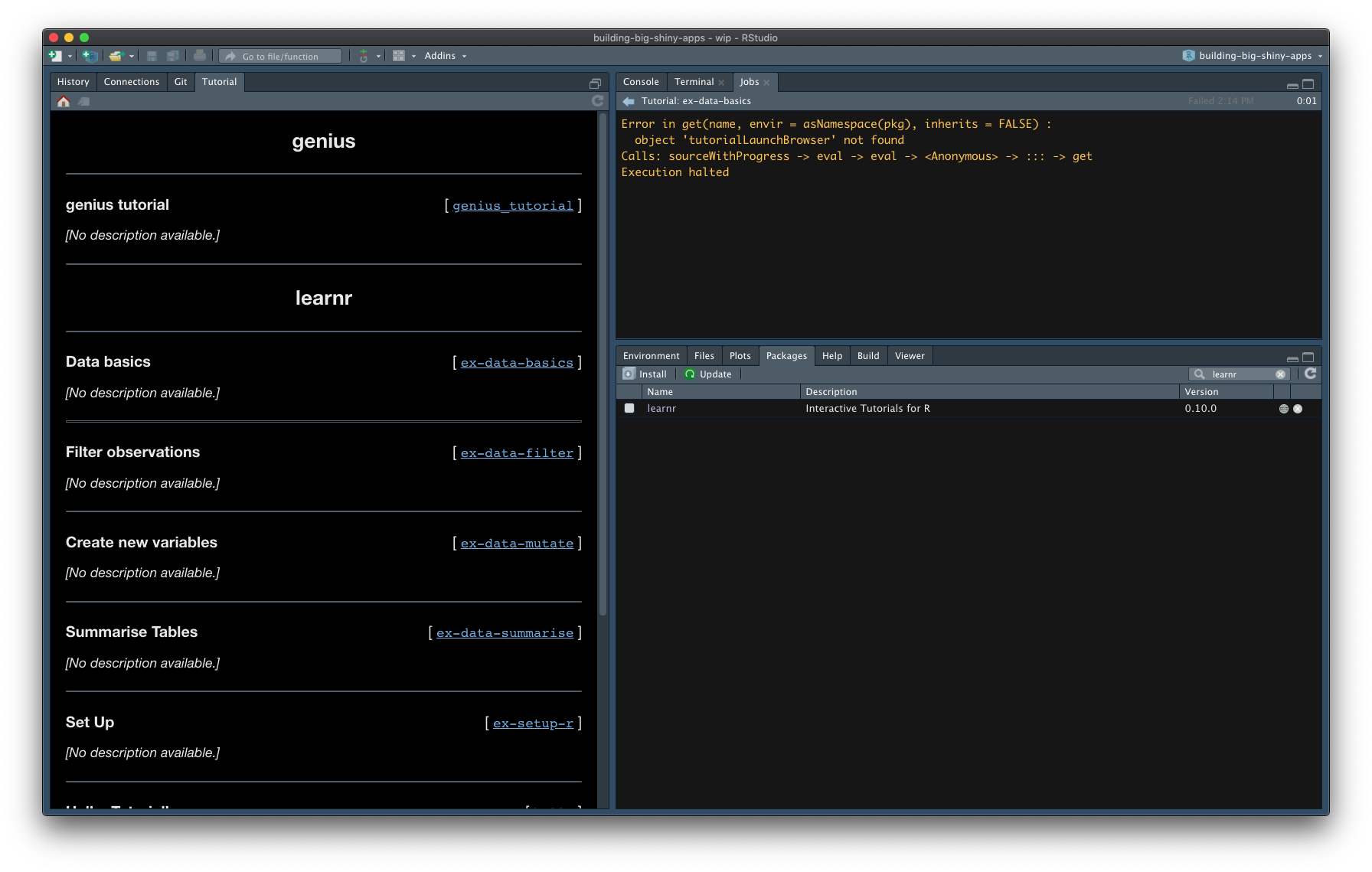 Tutorials : object 'tutorialLaunchBrowser' not found · Issue #6177 · rstudio/rstudio · GitHub