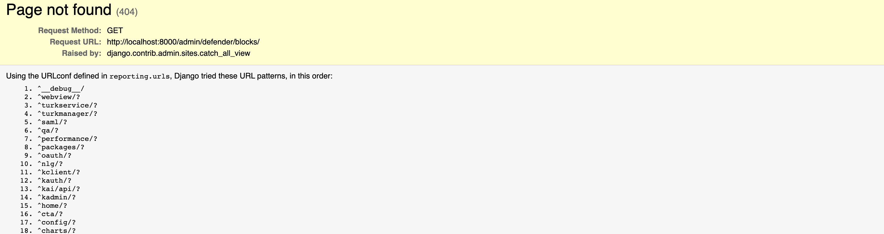 Blocked users admin page returns 404 · Issue #226 · jazzband/django-defender · GitHub