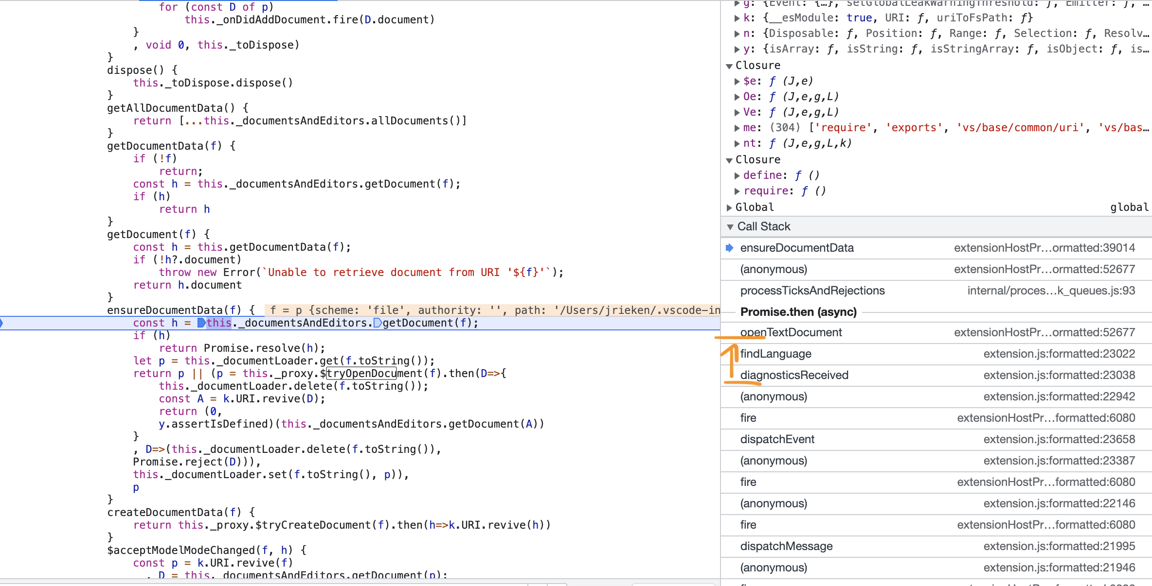 TS opens many documents upon receiving diagnostics · Issue #133325 ...
