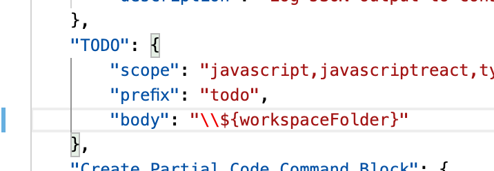 configurationSnippet using ${workspaceFolder} · Issue #133614 · microsoft/vscode · GitHub