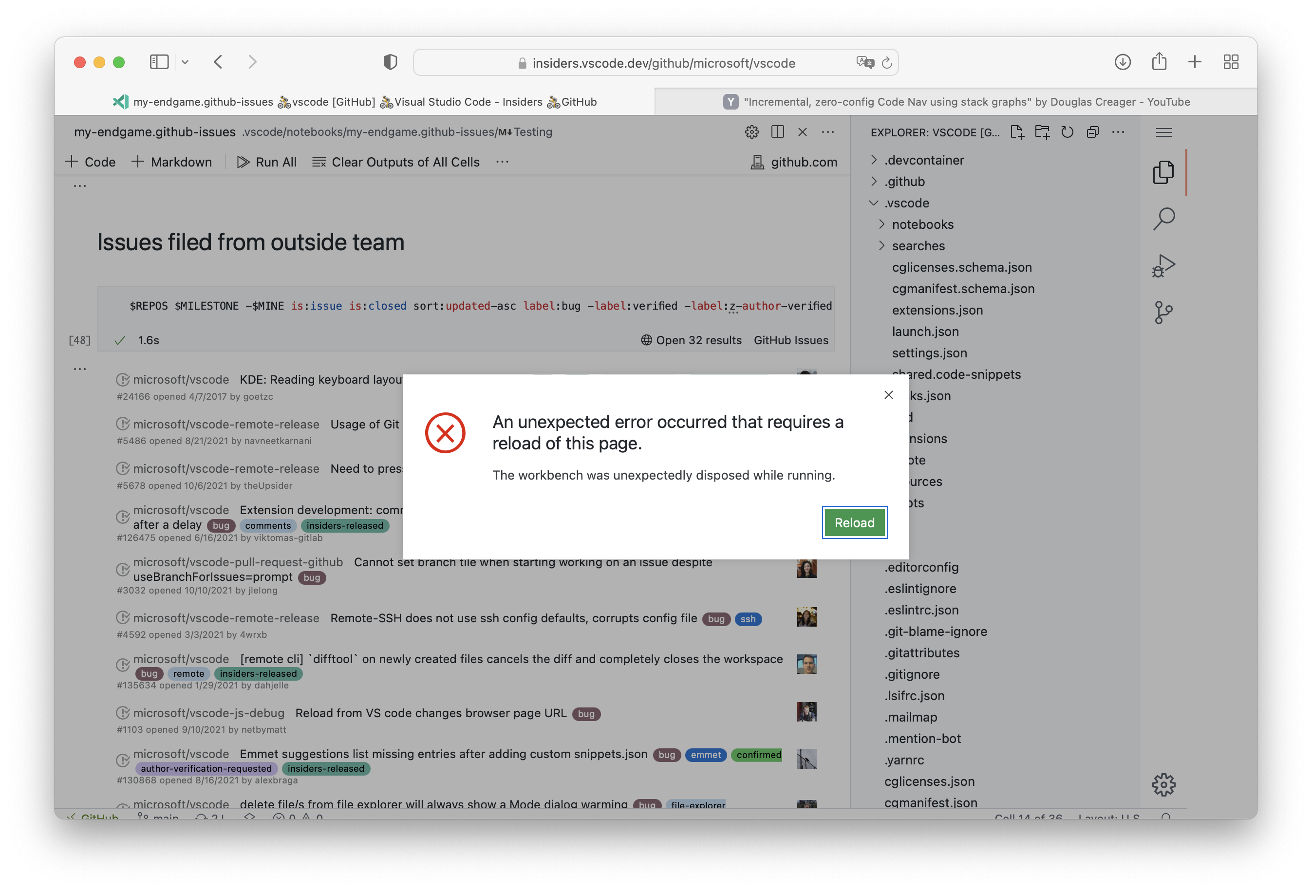The Workbench Was Unexpectedly Disposed While Running · Issue 136035 · Microsoftvscode · Github