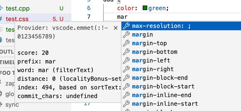 Make IntelliSense suggest 'margin' instead of 'max-resolution' when writing the margin property ...
