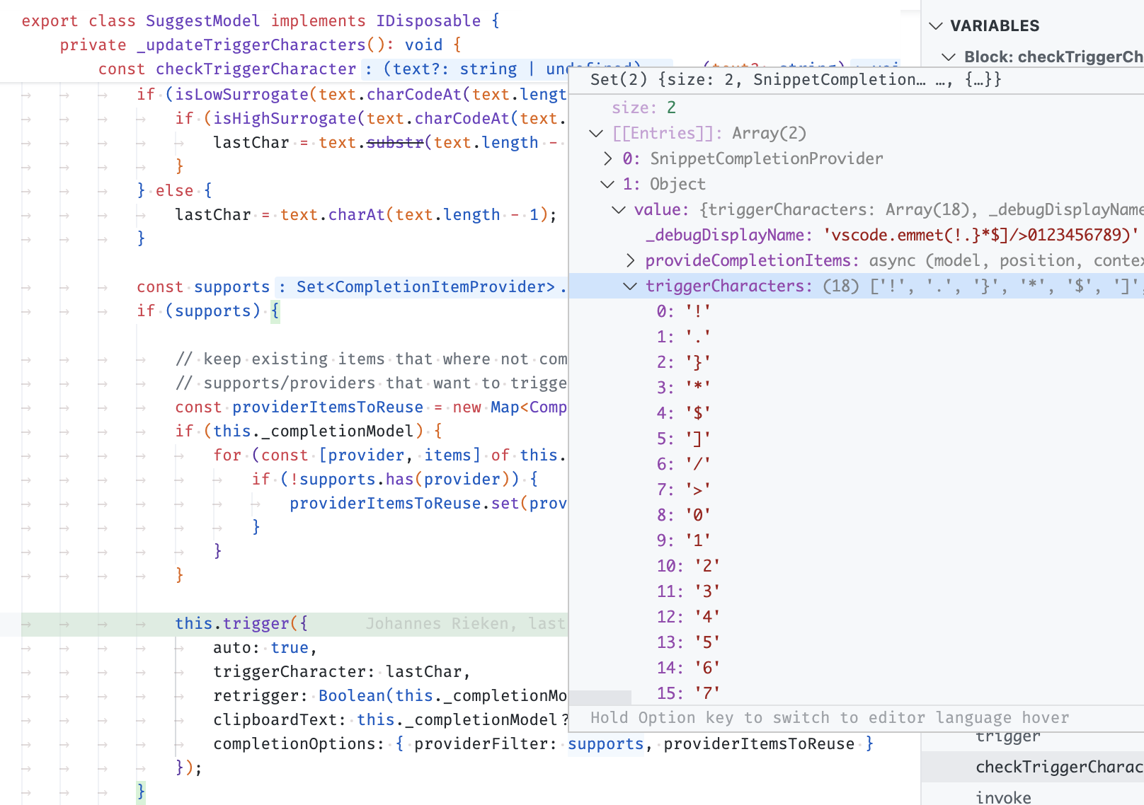 Trigger characters cancel quick suggest request · Issue #169390 · microsoft/vscode · GitHub