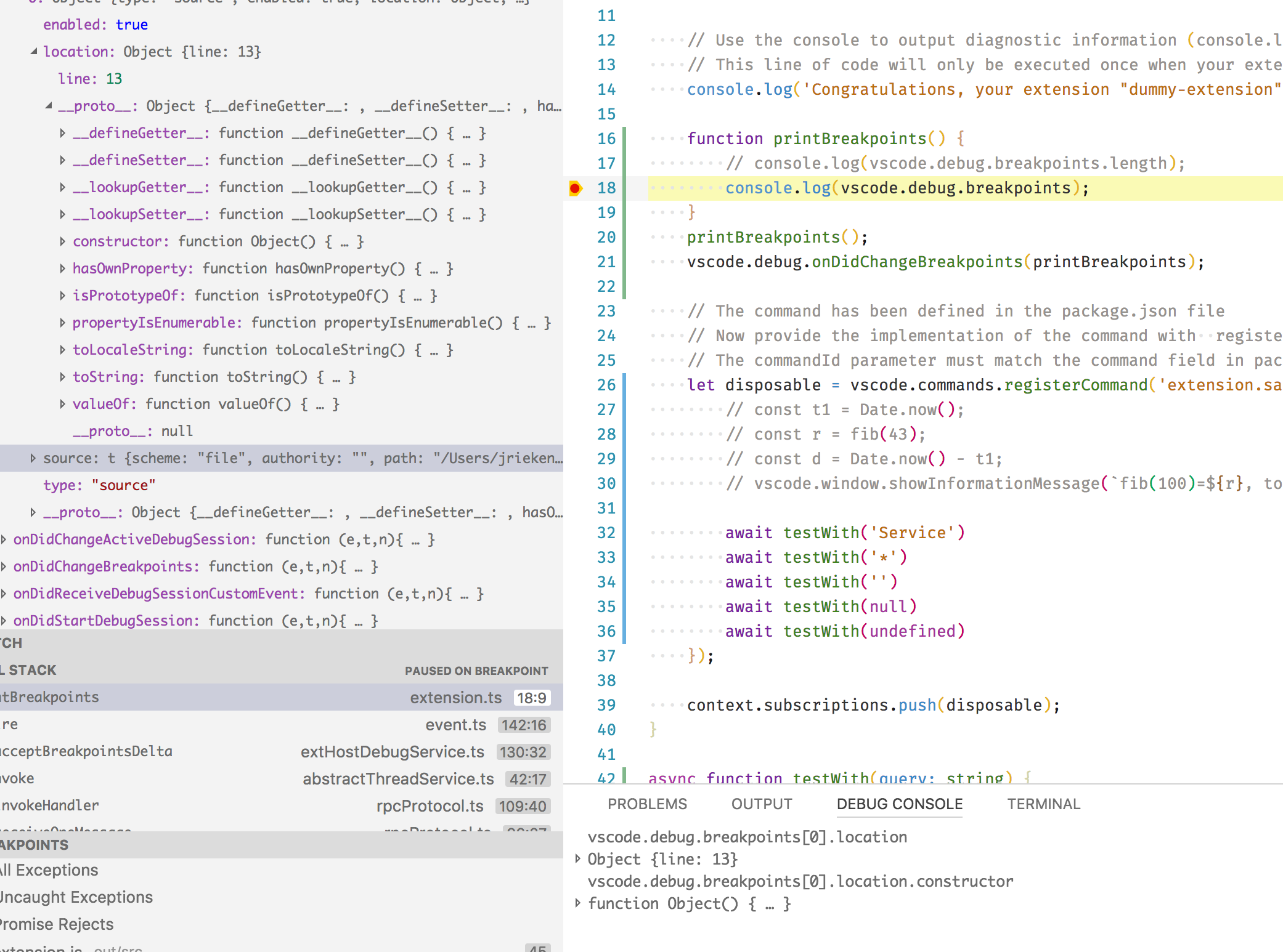 breakpoint position is bogous · Issue #39665 · microsoft/vscode · GitHub