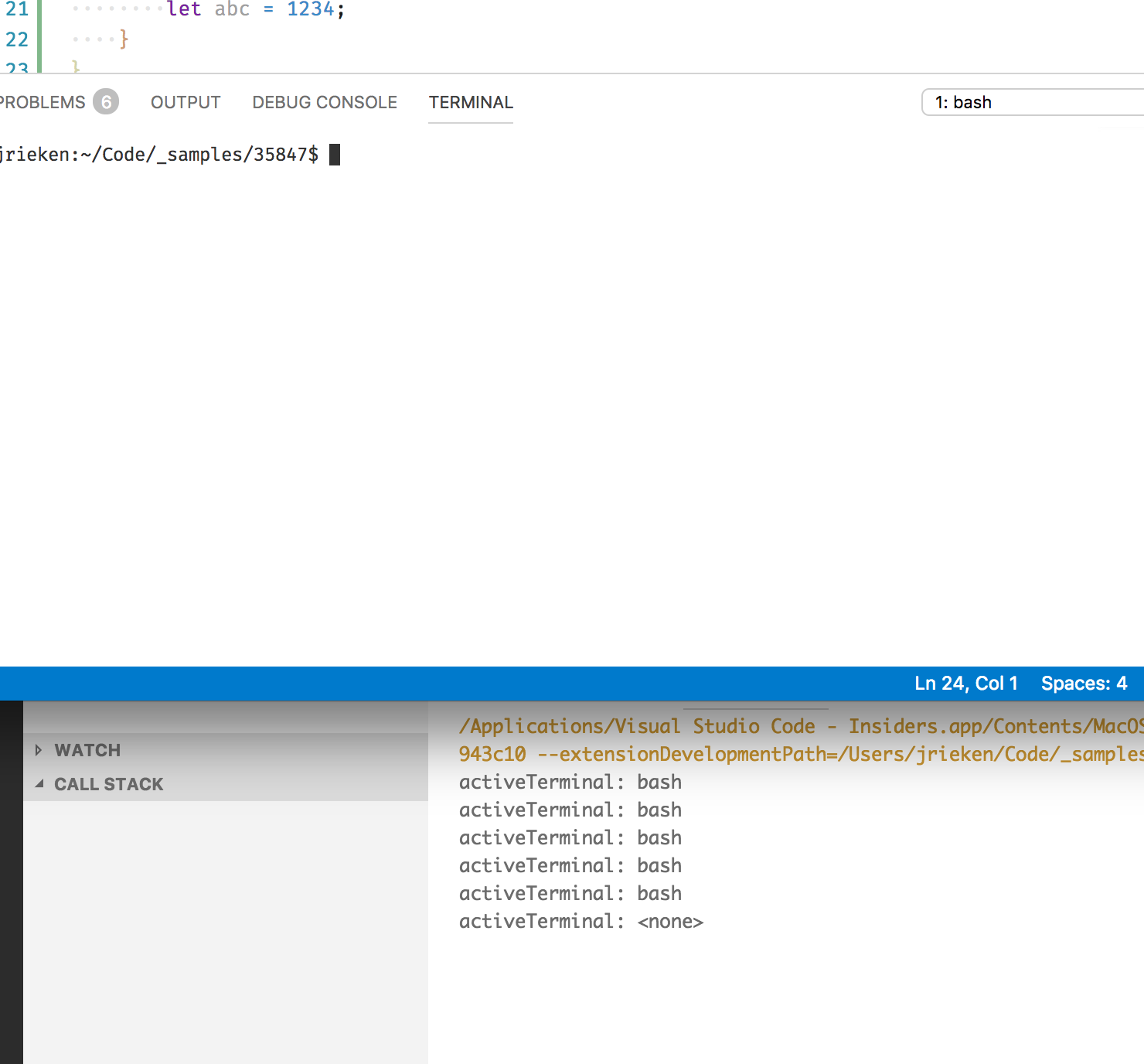 onDidChangeActiveTerminal skips first terminal · Issue #53107 ...