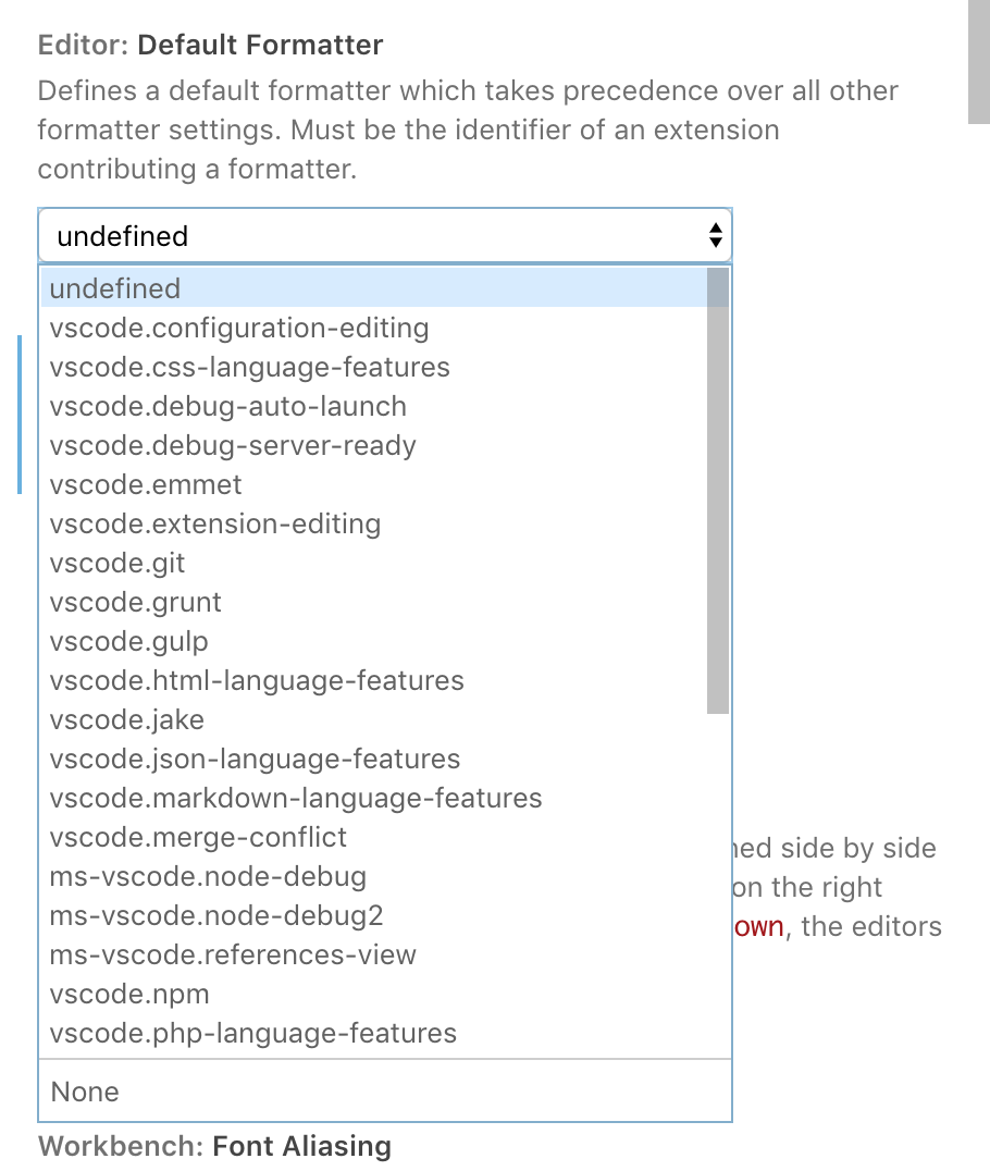 Formatter Settings UI shows strange default · Issue #71987 · microsoft ...