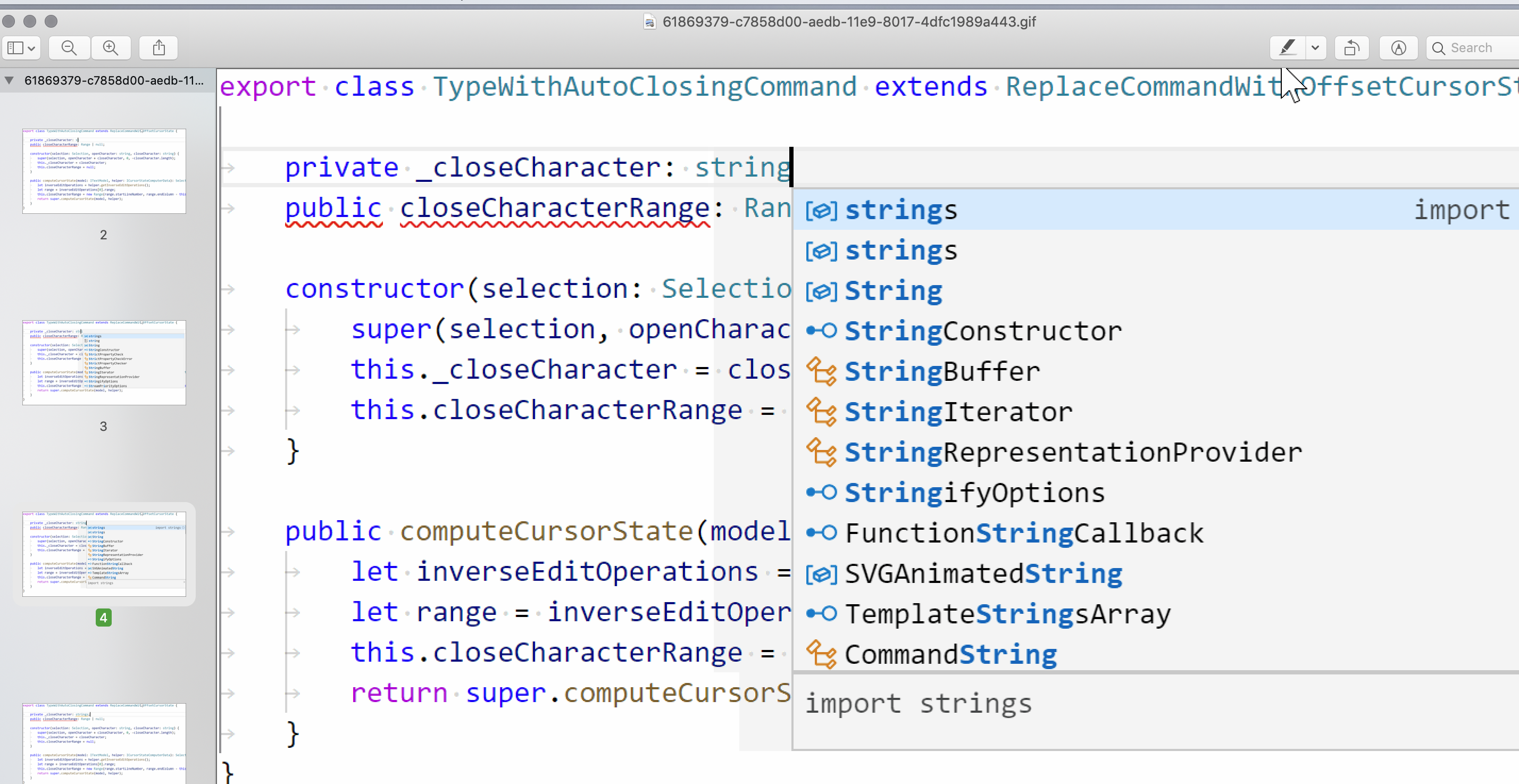 Typing "string;" sometimes inserts "strings;" · Issue #77926 · microsoft/vscode · GitHub