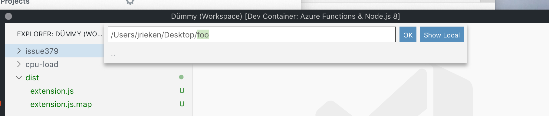 Wrong path when running 'Open Workspace in Container' · Issue #1271 · microsoft/vscode-remote ...