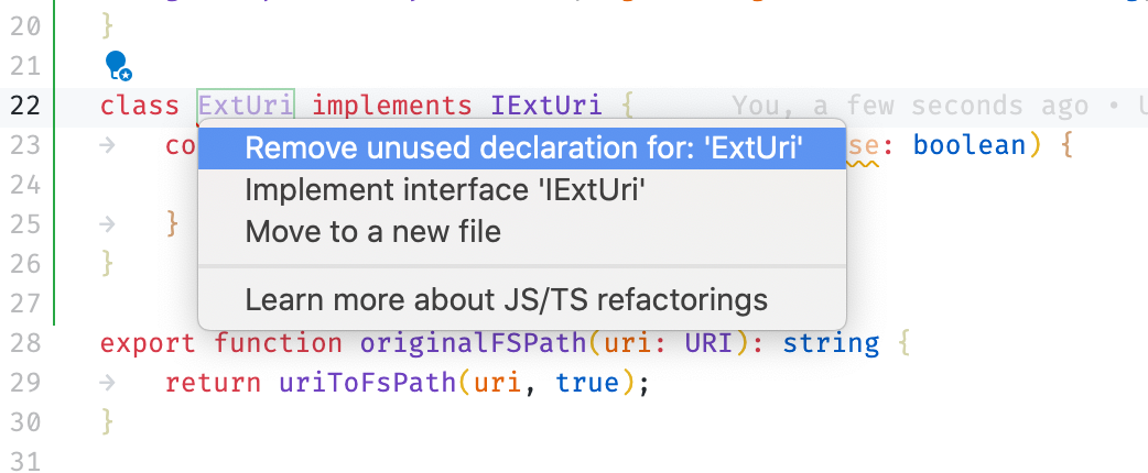 Implement interface should be prioritized over remove unused declaration · Issue #94212 ...