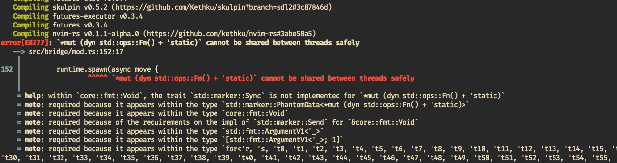 Issue during cargo build: runtime.spawn: cannot be shared between threads safely · Issue #207 ...