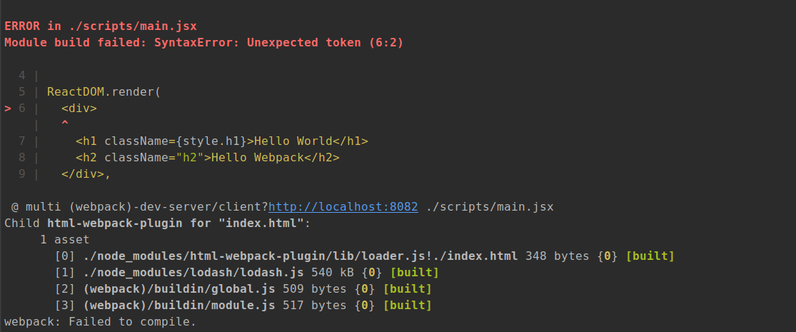 Module build failed: SyntaxError: Unexpected token (6:2) ReactDOM.render · Issue #1 · mayday7 ...